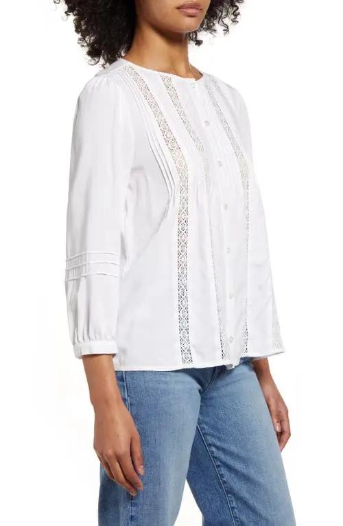 Caslon Lace Inset Pintuck Blouse