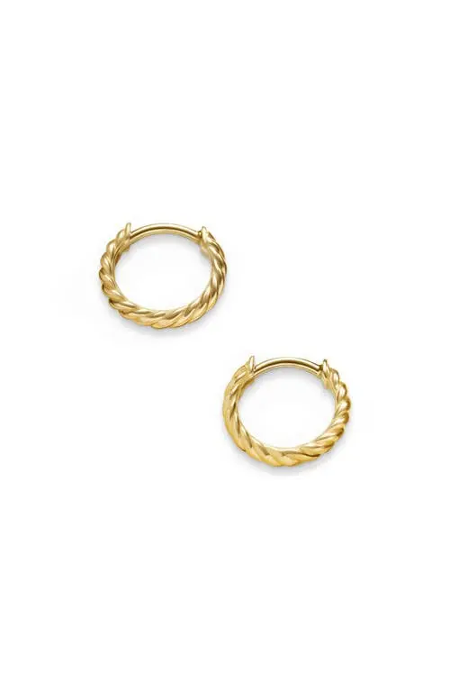 David Yurman 18k Gold Sculpted Cable Huggie Hoop Earrings - 18k Yellow Gold