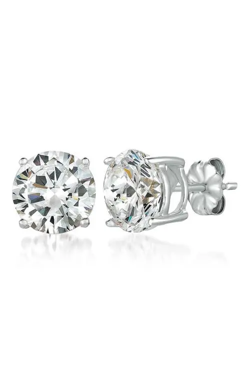CRISLU Cubic Zirconia Stud Earrings - Platinum