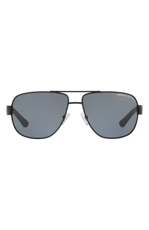 Armani Exchange 62mm Polarized Oversize Aviator Sunglasses - Matte Black