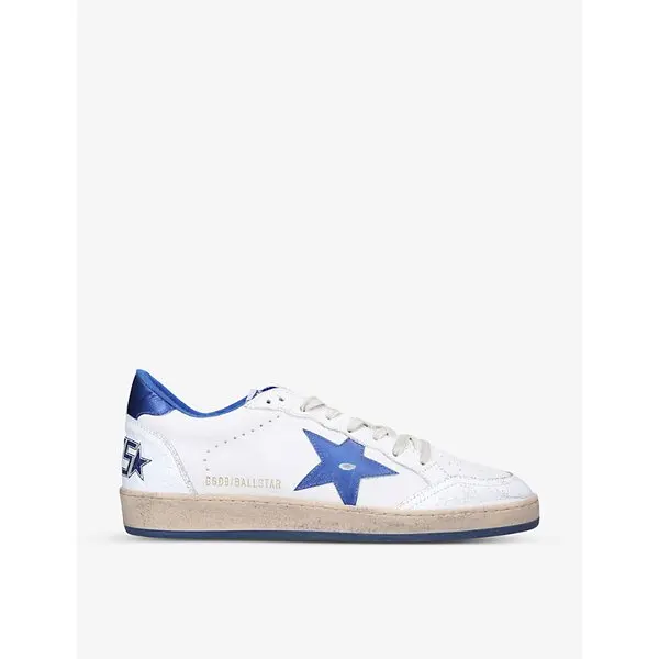 GOLDEN GOOSE Ball Star Logo-embroidered Leather Low-top Trainers - White/navy