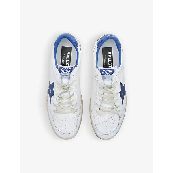 GOLDEN GOOSE Ball Star Logo-embroidered Leather Low-top Trainers - White/navy