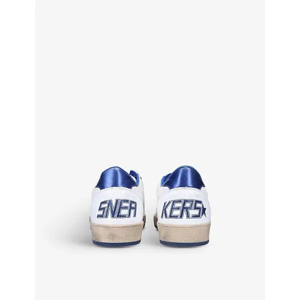 GOLDEN GOOSE Ball Star Logo-embroidered Leather Low-top Trainers - White/navy