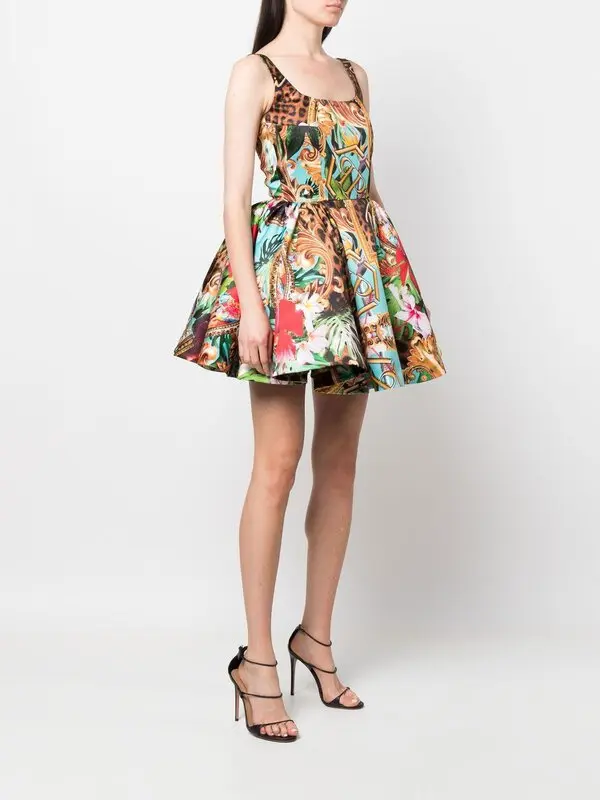 Philipp Plein Duchesse Baroque Flowers-print Mini Dress