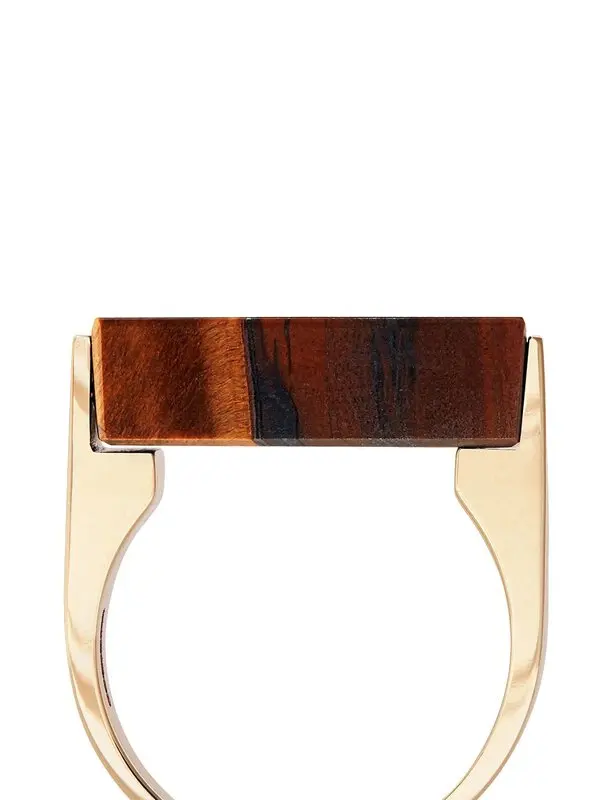 Luis Morais 14kt Yellow Tiger Eye Engraved Ring