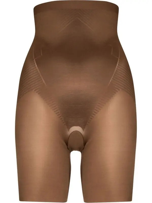 Spanx High-waisted Thigh Shorts - Brown