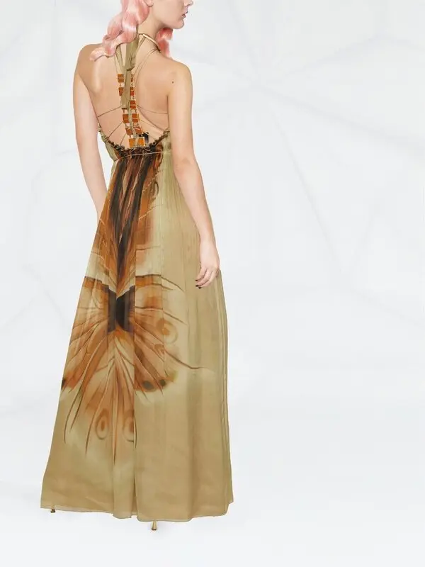 Alberta Ferretti Butterfly Print Maxi Dress