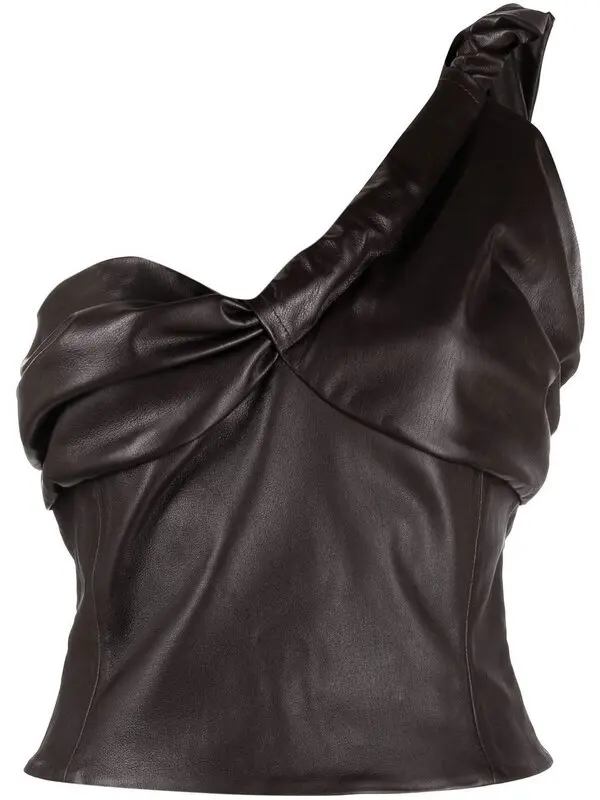 THE MANNEI Asymmetrical Twist Leather Top