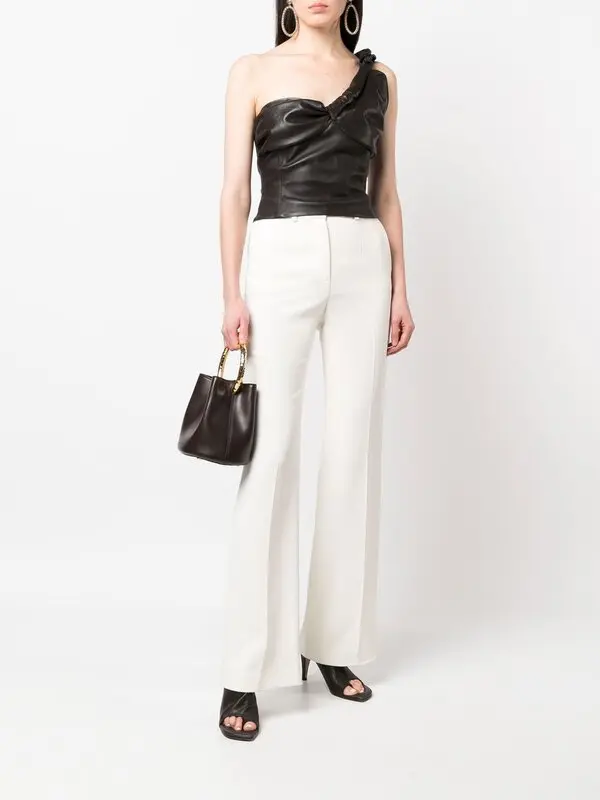 THE MANNEI Asymmetrical Twist Leather Top