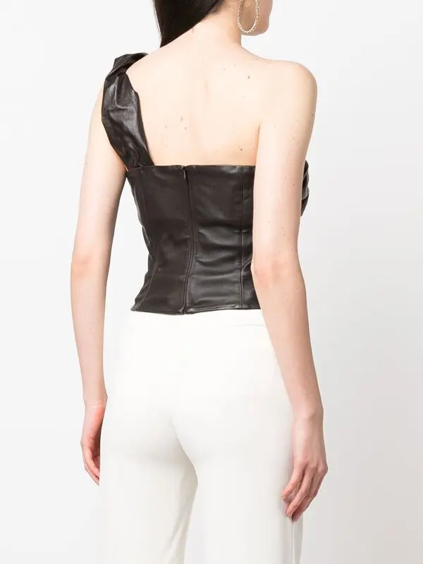 THE MANNEI Asymmetrical Twist Leather Top