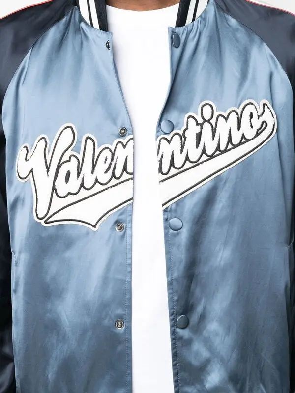 Valentino Garavani Logo-patch Bomber Jacket - Blue