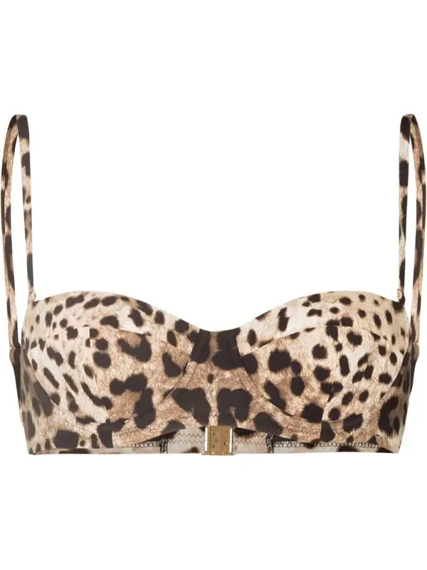 Dolce & Gabbana Leopard-print Bikini Top - Brown