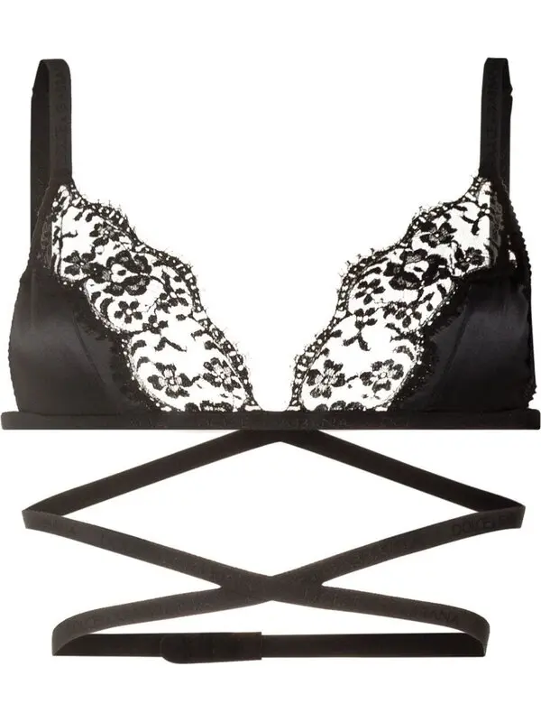 Dolce & Gabbana Lace-detailing Satin Bra - Black