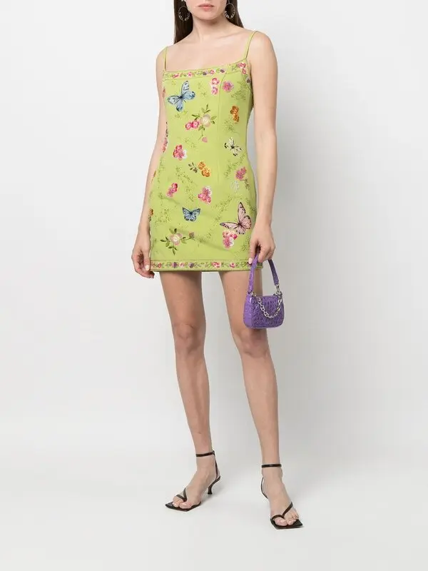knee length dresses for ladies Blugirl Blumarine Mini Dress Nude Ruffled Chiffon & Embroidered Tulle –  Celebrity Owned main image 0
