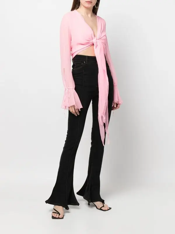 Blumarine Tie-front Cropped Blouse