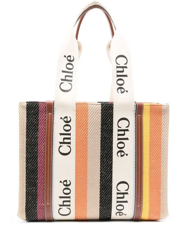 Chloé Woody Large Canvas Tote Bag - Neutrals