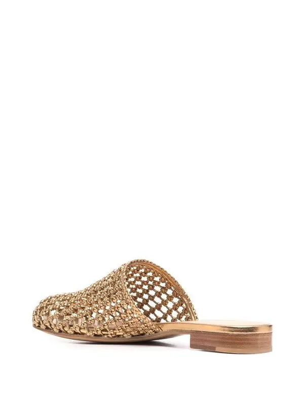 FERRAGAMO Ellas Knotted Mules - Gold