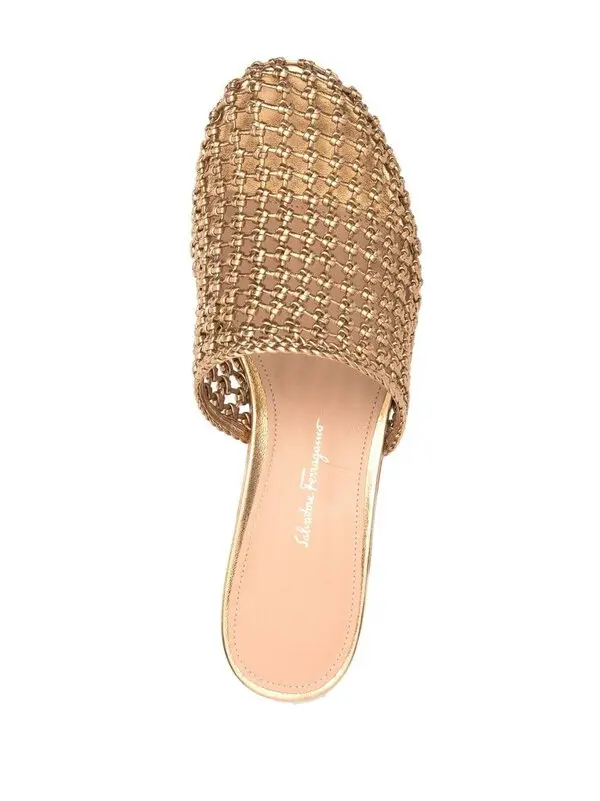 FERRAGAMO Ellas Knotted Mules - Gold
