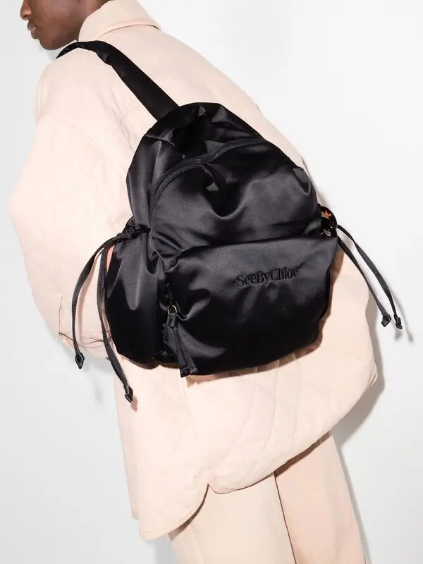 See By Chloé Tilly Satin Backpack - Black | Editorialist