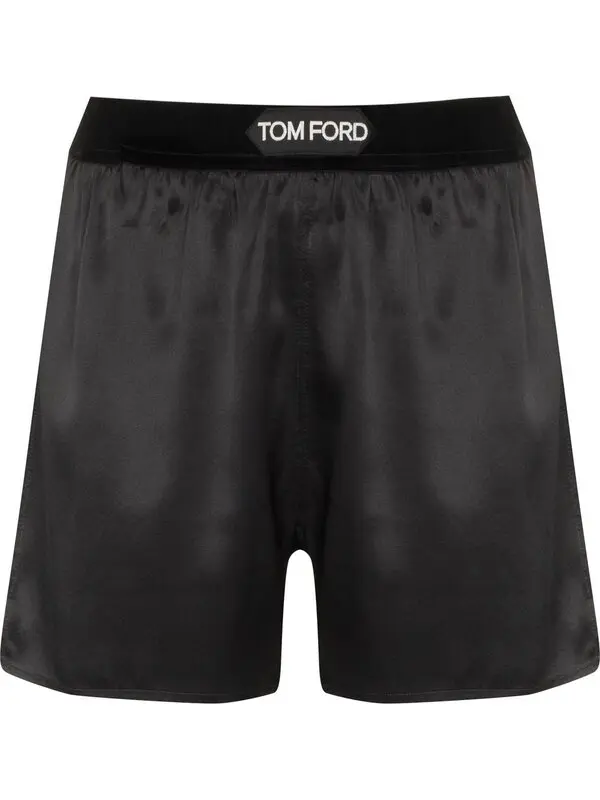 TOM FORD Logo Waistband Silk Shorts
