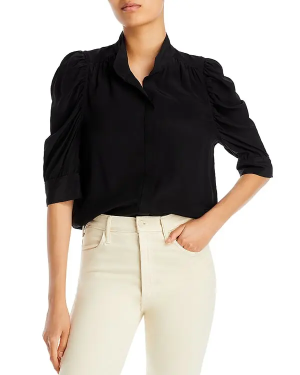 FRAME Gillian Puffed Shoulder Blouse - Noir