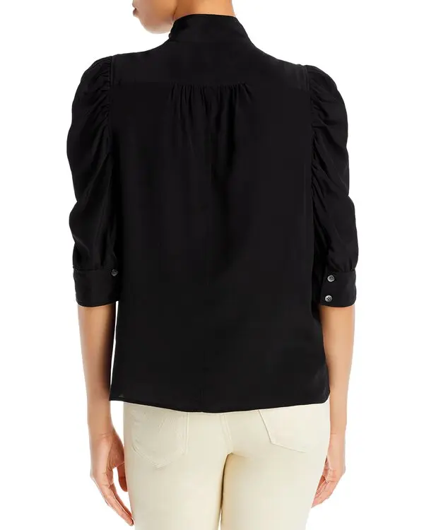 FRAME Gillian Puffed Shoulder Blouse - Noir
