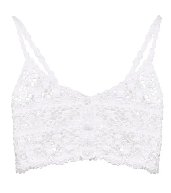 Anna Kosturova Bianca Crochet Crop Top - White