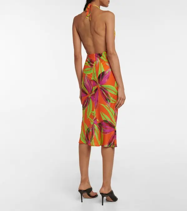 LOUISA BALLOU Printed Midi Skirt