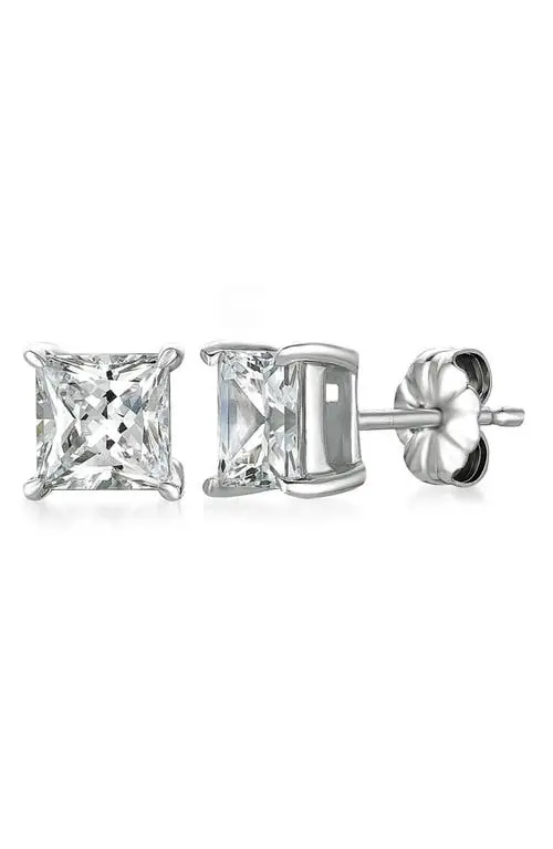 CRISLU Princess Cubic Zirconia Stud Earrings - Platinum
