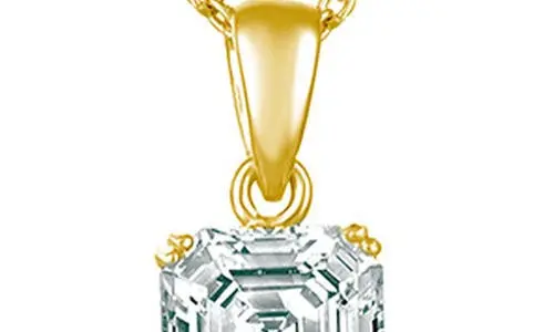 CRISLU Asscher Cubic Zirconia Pendant Necklace - Gold