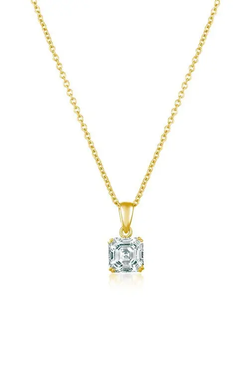 CRISLU Asscher Cubic Zirconia Pendant Necklace - Gold