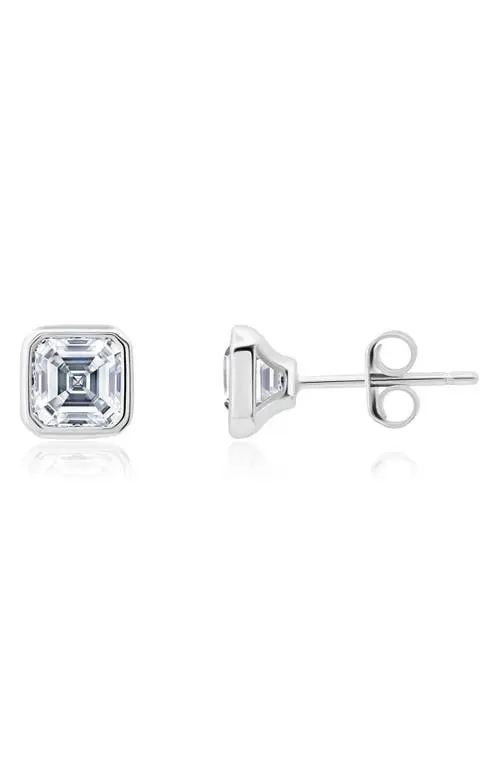 CRISLU Asscher Cubic Zirconia Stud Earrings - Platinum