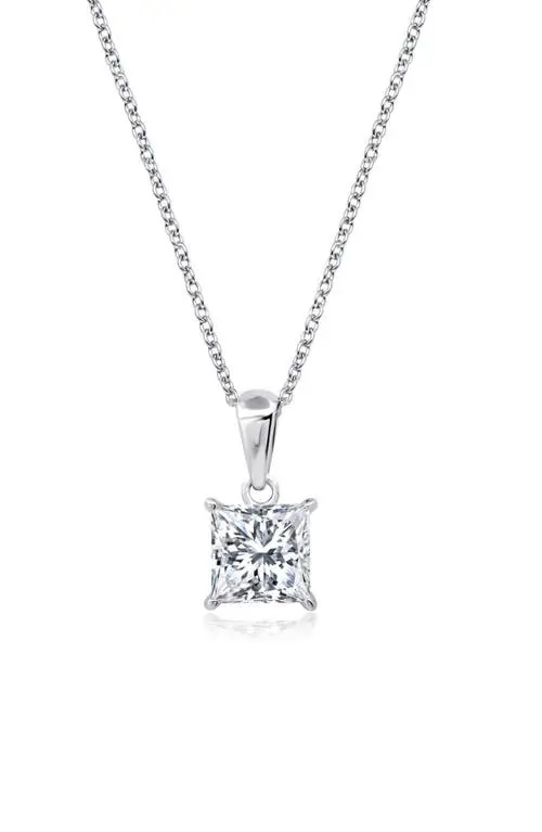 CRISLU Princess Cut Zirconia Pendant Necklace - Platinum