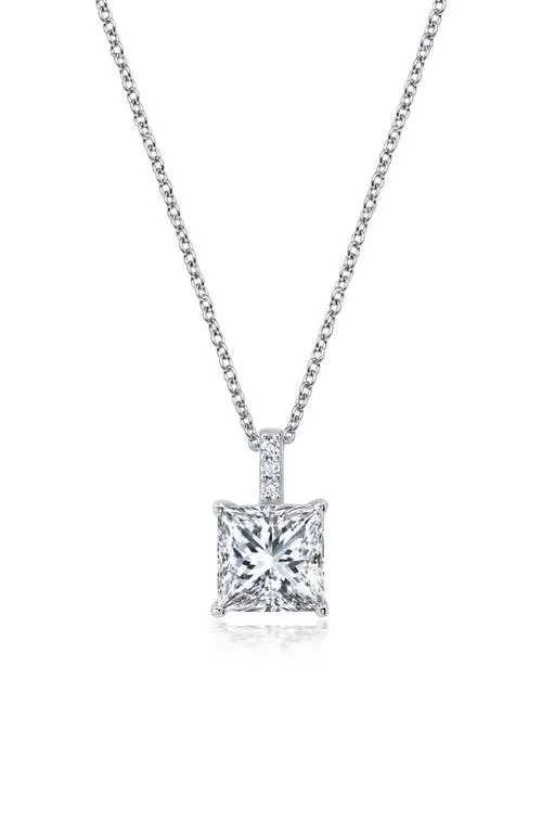CRISLU Radiant Cut Zirconia Pendant Necklace - Platinum