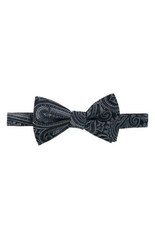 Trafalgar Sutton Pre-tied Silk Bow Tie - Black Paisley