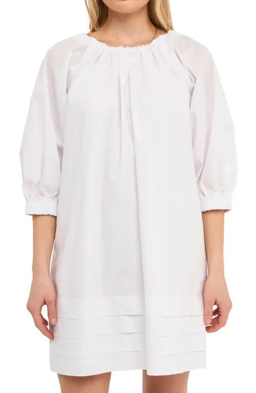 English Factory Pleated Hem Cotton Minidress