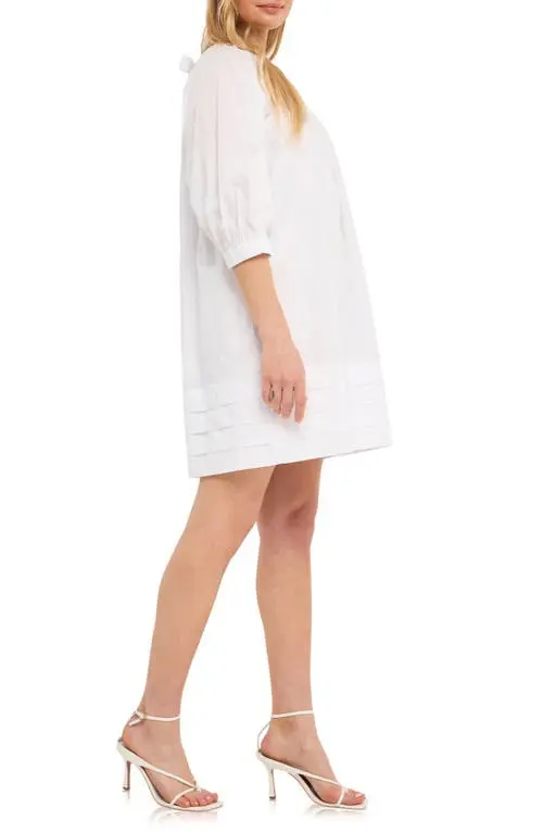 English Factory Pleated Hem Cotton Minidress