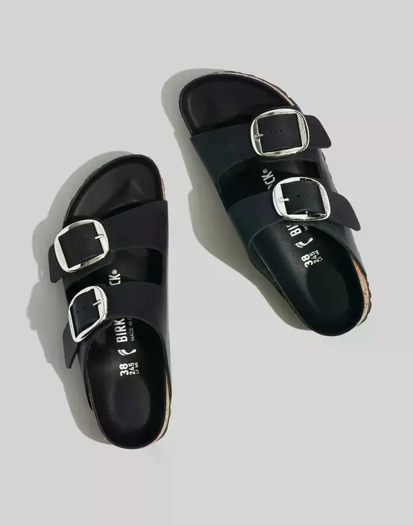 Madewell Birkenstock® Big Buckle Arizona Sandals - Black Oiled Leather