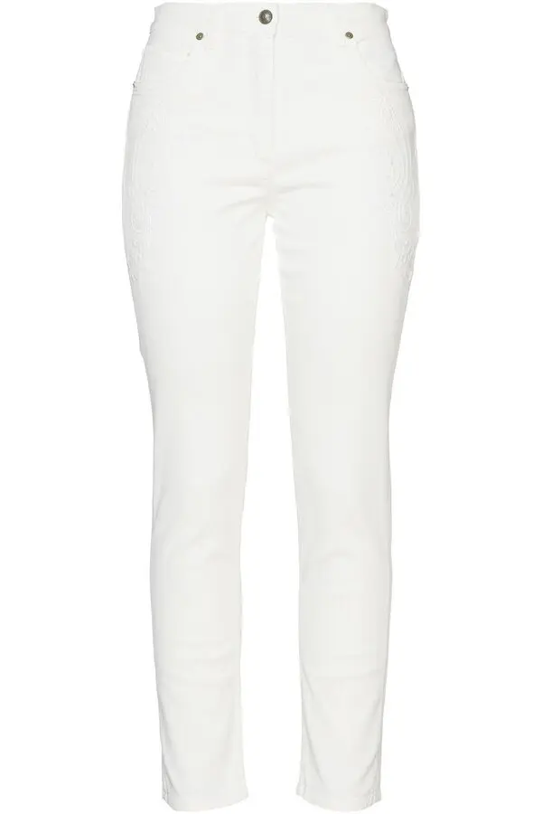 Etro Embroidered Highrise Skinny Jeans - White