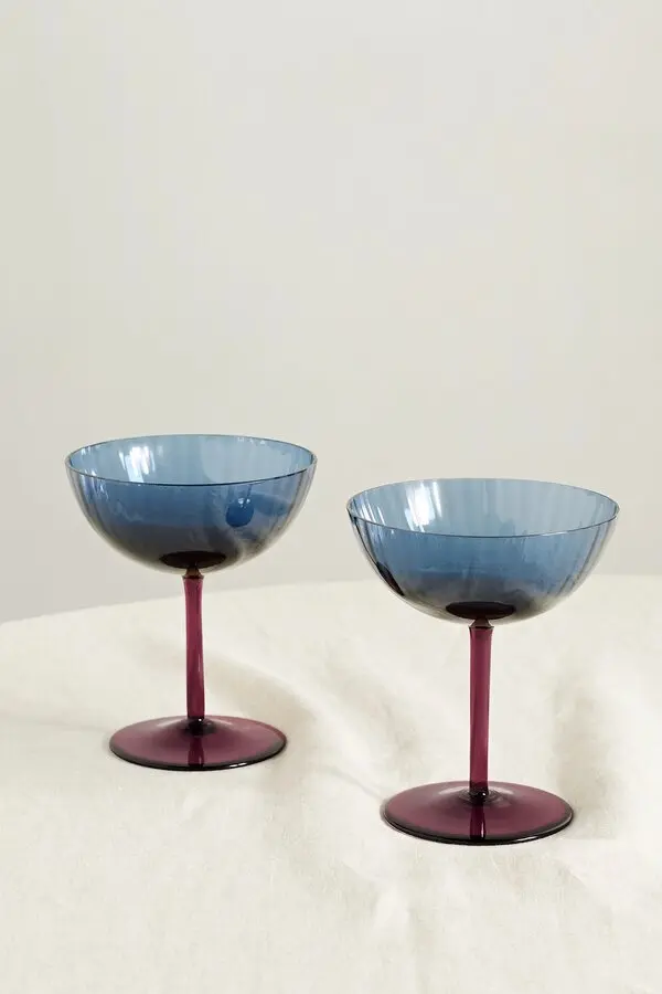 La DoubleJ Set Of Two Murano Glass Champagne Coupes - Blue