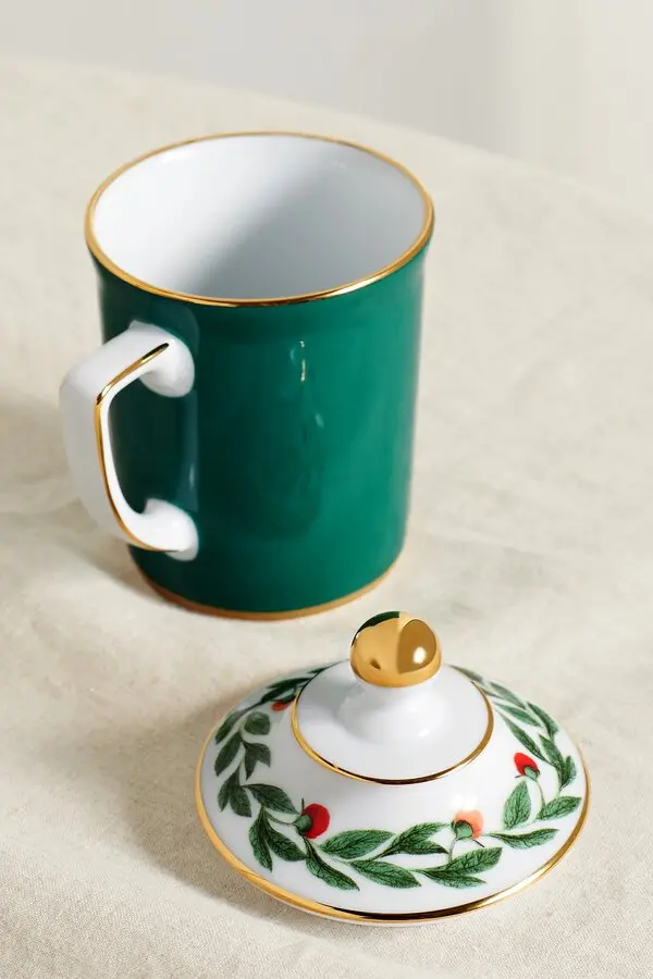 La DoubleJ Gold-plated Porcelain Mug - Green