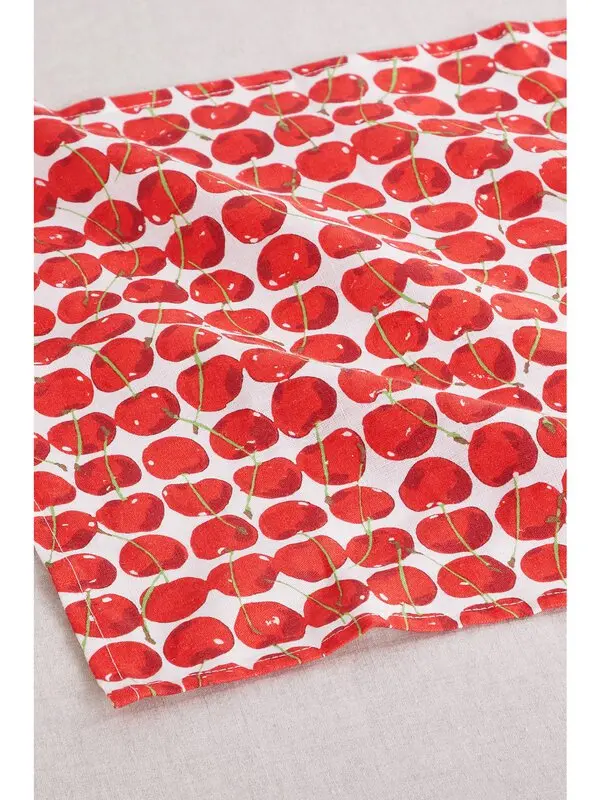 La DoubleJ Set Of Six Printed Linen Napkins - Red