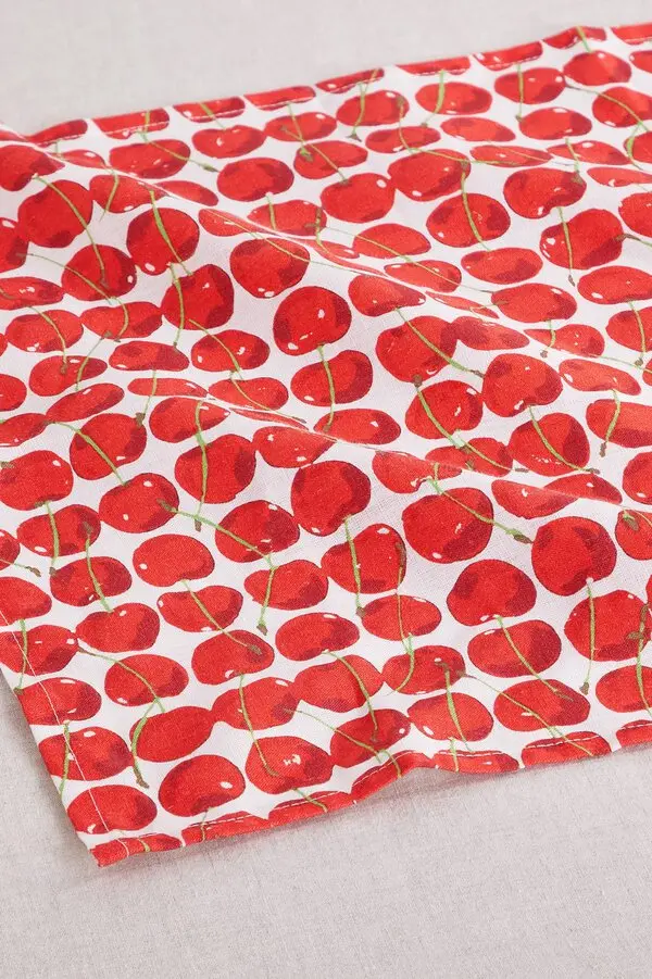 La DoubleJ Set Of Six Printed Linen Napkins - Red