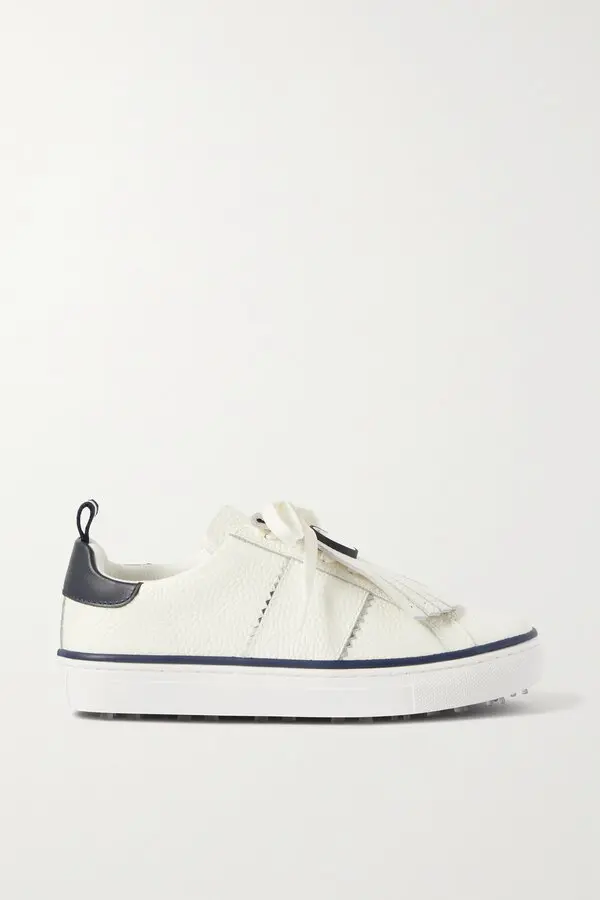 G/fore Kiltie Disruptor Fringed Smooth And Textured-leather Golf Sneakers