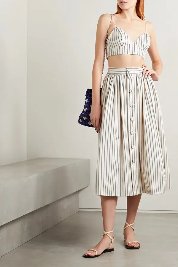 Adam Lippes Striped Cotton-twill Bralette