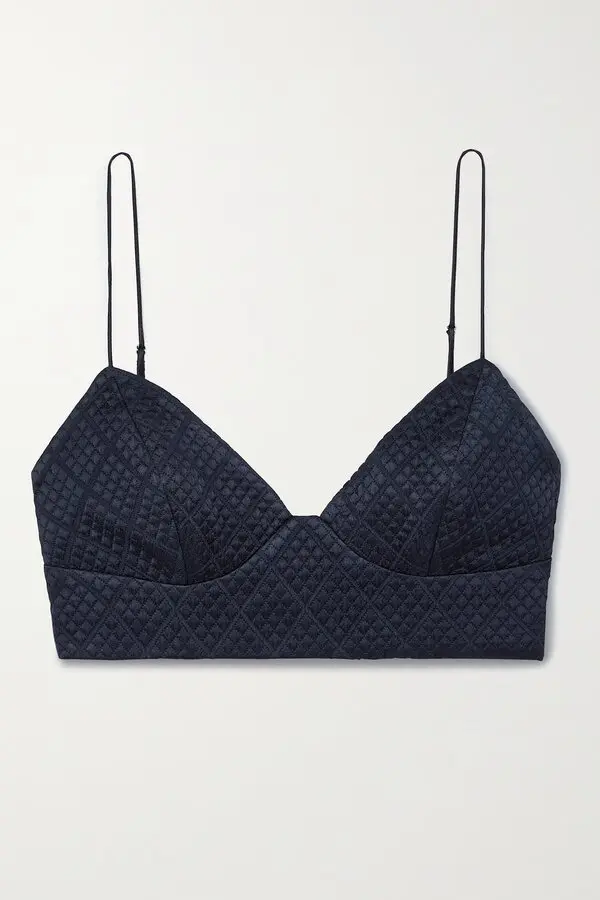 Adam Lippes Matelassé Wool-blend Bralette - Blue