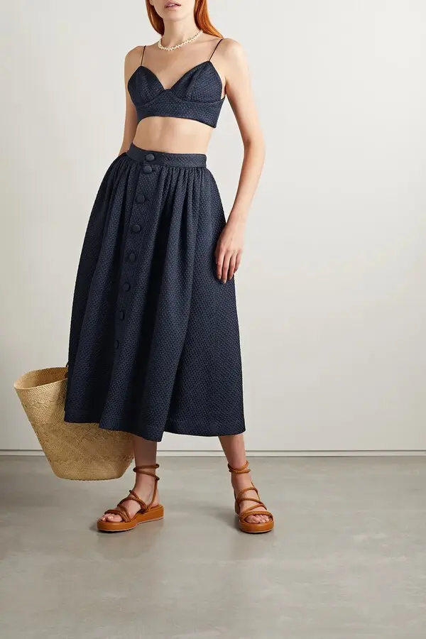Adam Lippes Matelassé Wool-blend Bralette