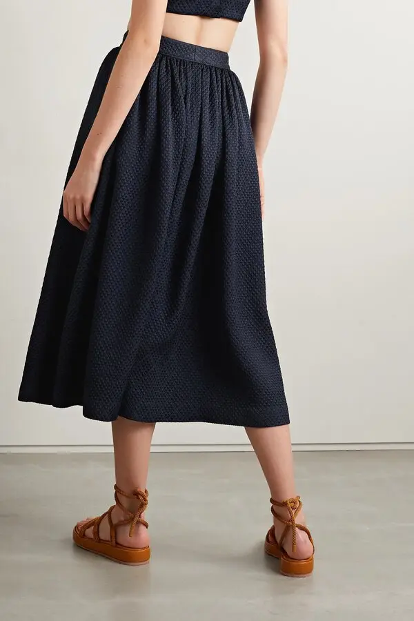 Adam Lippes Matelassé Wool-blend Midi Skirt