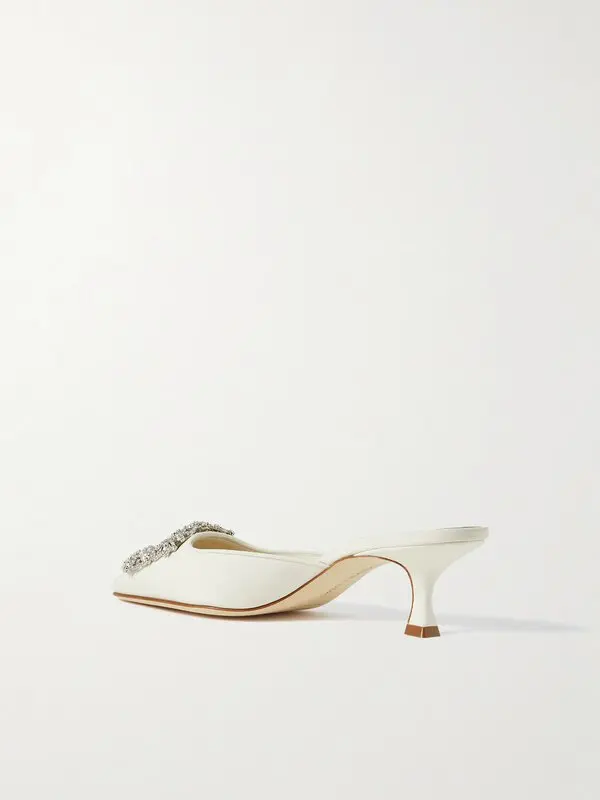 Manolo Blahnik Maysale 50 Buckled Mules - White