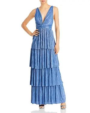 Sabina Musayev Delphina Tiered Maxi Dress In Blue - 70% Off | Editorialist